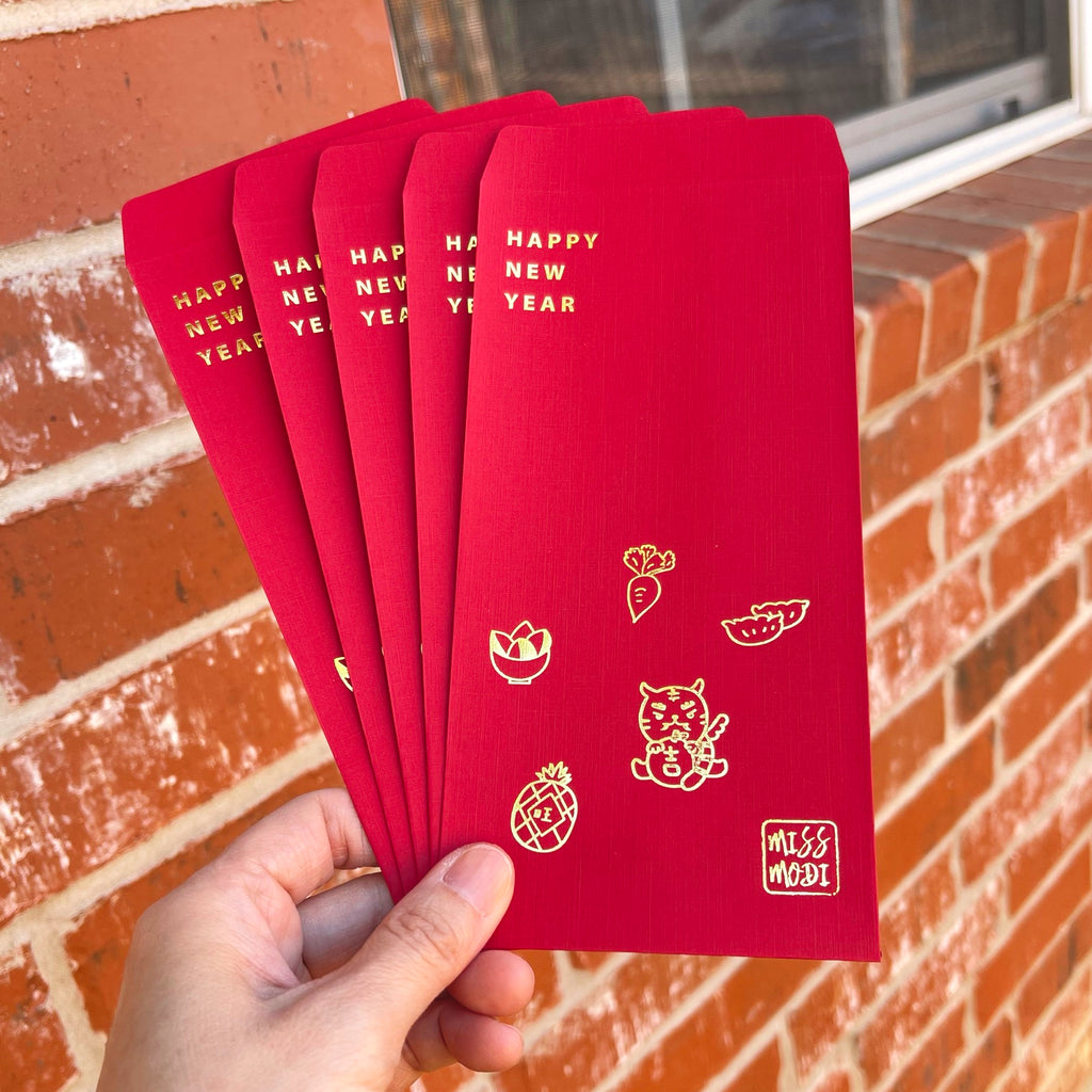 Miss Modi Exclusive Tiger Lord Gold Foil Red Envelopes| Miss Modi ...